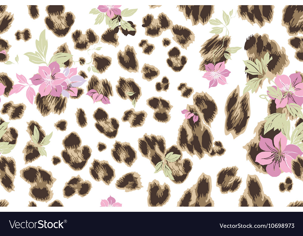 Cute flower seamless mix leopard pattern Vector Image