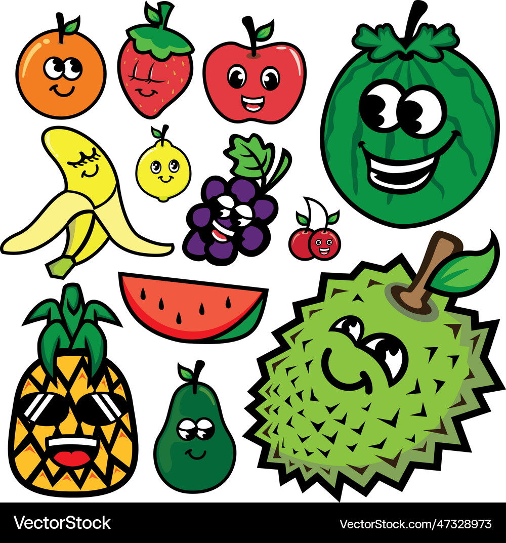Fruits and vegetables doodle icons set Royalty Free Vector