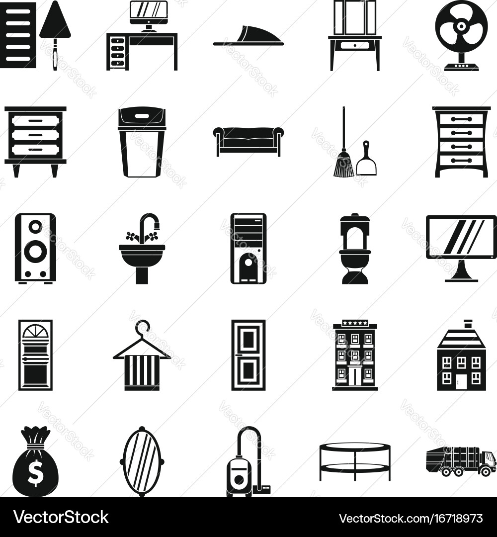 Furniture icons set simple style Royalty Free Vector Image