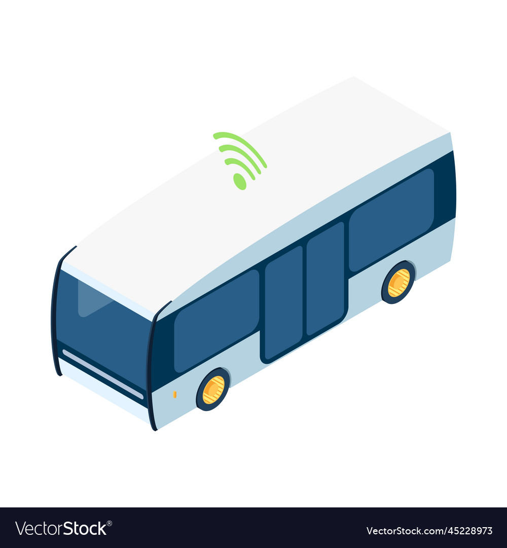 Futuristic driverless bus composition Royalty Free Vector