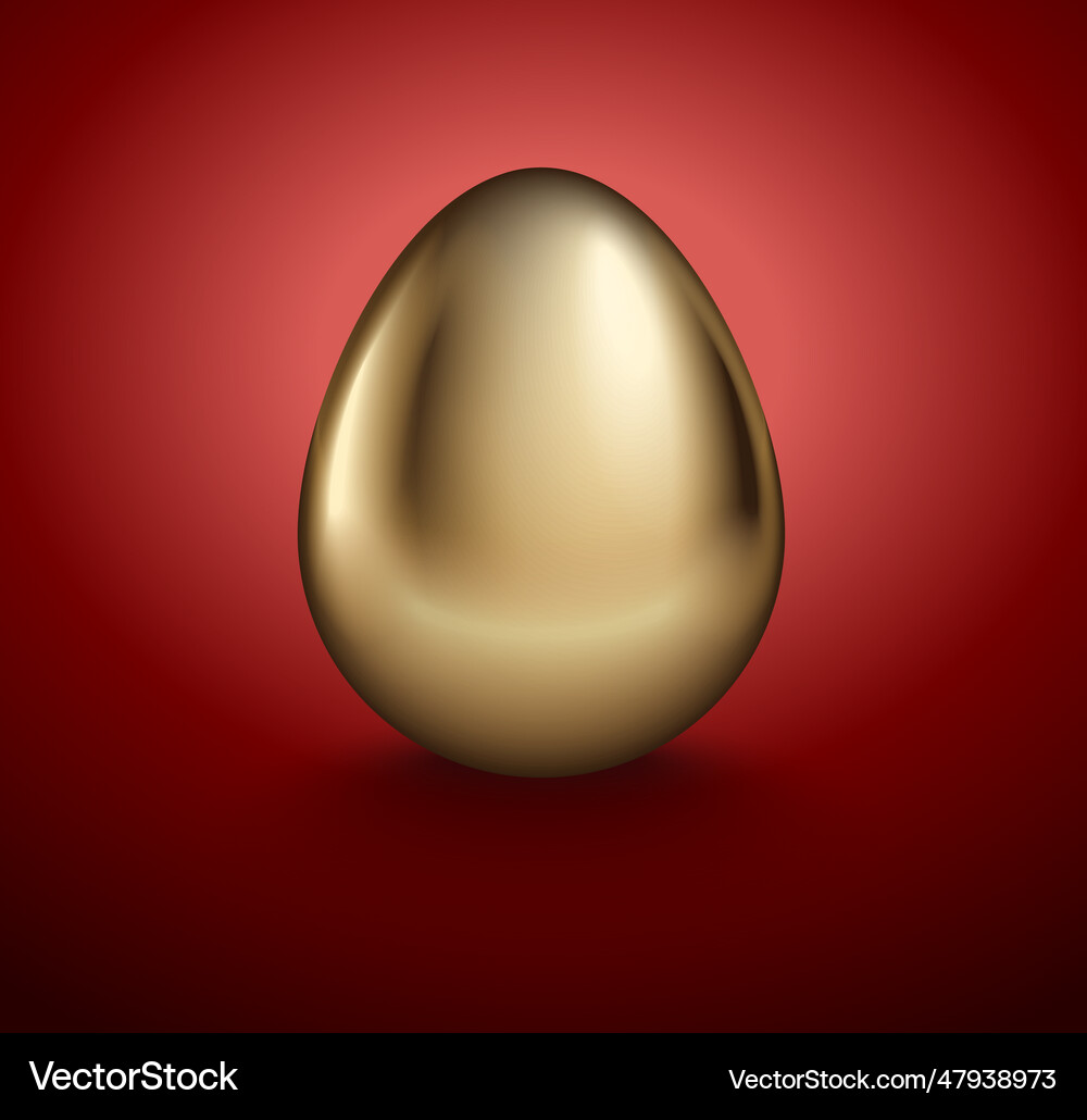 Glossy realistic golden egg isolated on red Vector Image