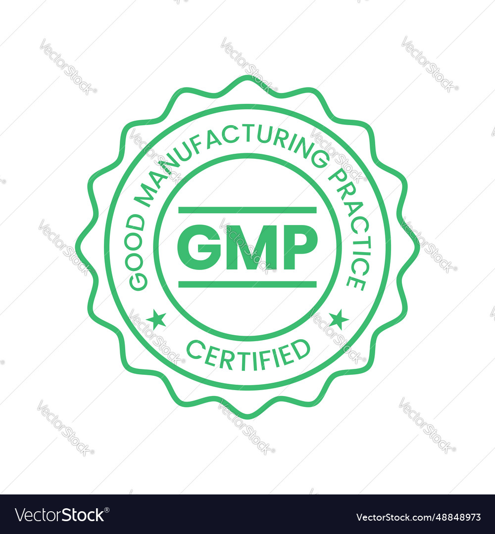 Gmp good manufacturing practice certified logo Vector Image