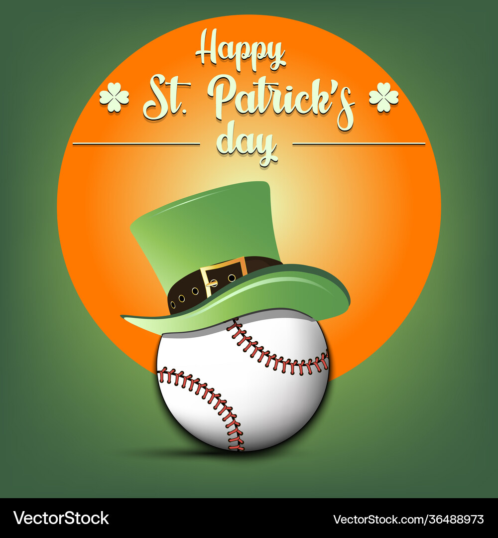 Happy st patricks day and baseball ball Royalty Free Vector
