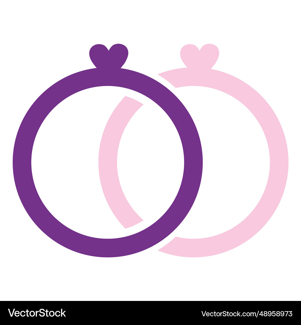 Purple pink wedding rings Royalty Free Vector Image