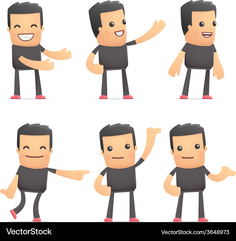 Set of bad guy character in different poses Vector Image