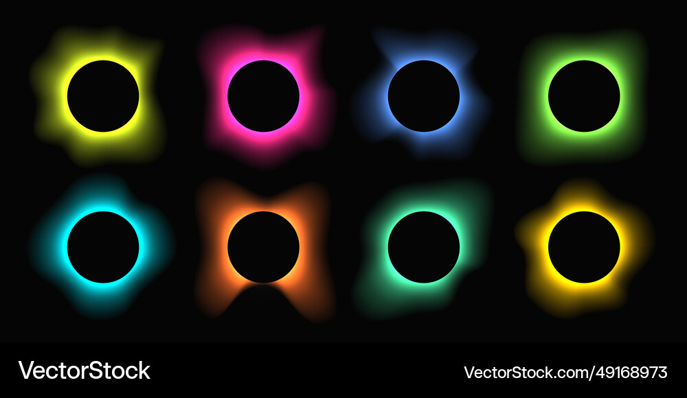 Set of circle illuminate light frames with color Vector Image