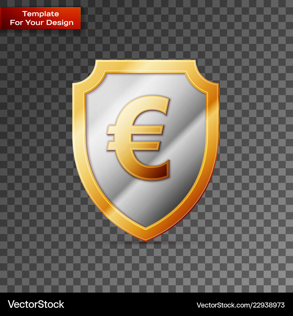 Shield with euro sign on transparent background Vector Image