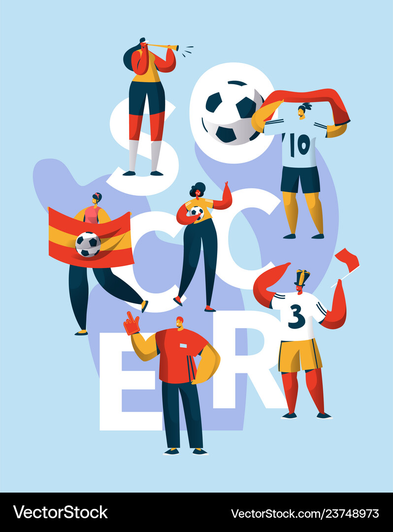 Soccer fan character support typography banner Vector Image