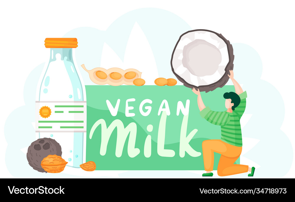 Veganism concept man making organic plant-based Vector Image