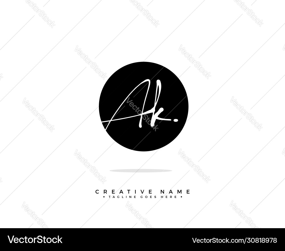 A k ak initial logo signature handwriting Vector Image