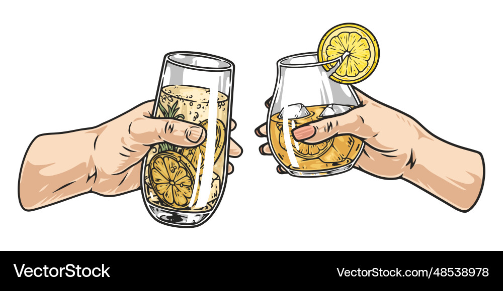 Alcoholic cocktail drinks colorful sticker Vector Image