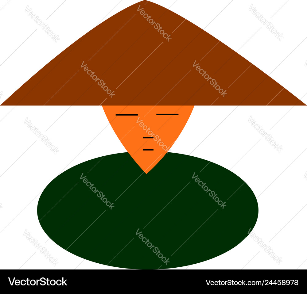 Asian man with paddy hat or color Royalty Free Vector Image