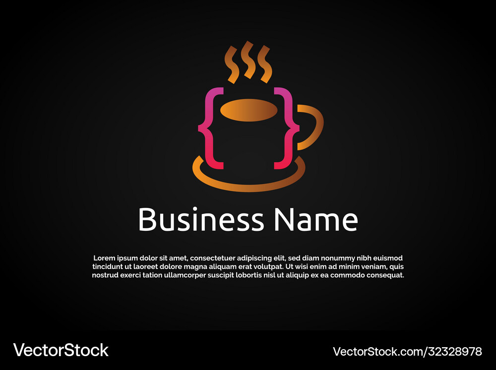 Coffee code digital logo template Royalty Free Vector Image