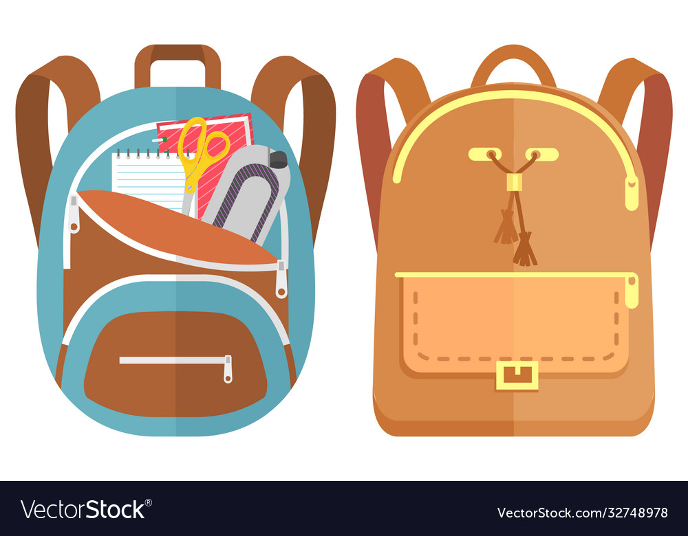 Colored school backpack back Royalty Free Vector Image
