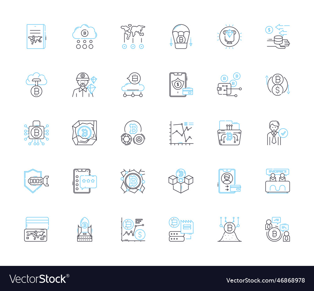 Cryptocurrency trading linear icons set bitcoin Vector Image Cryptocurrency trading linear icons set bitcoin Vector Image