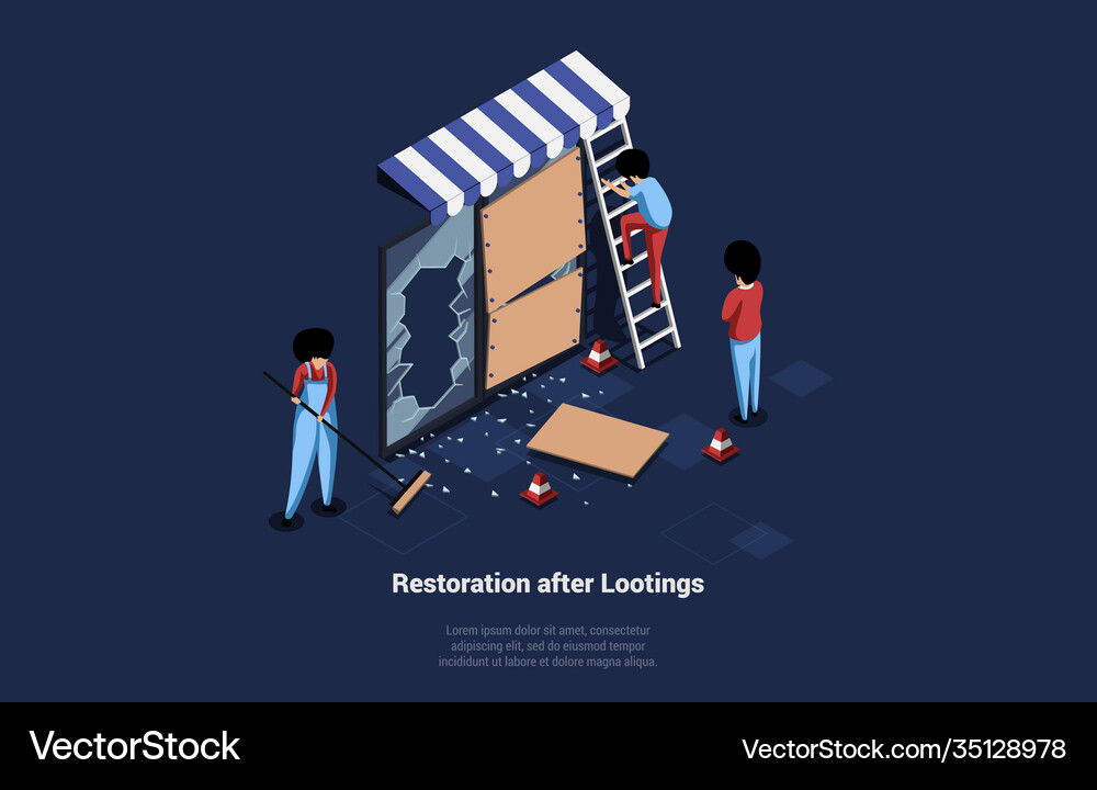 Group of three people making restoration Vector Image