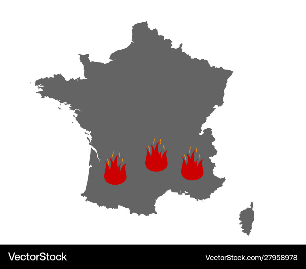 Map france and fire symbol Royalty Free Vector Image