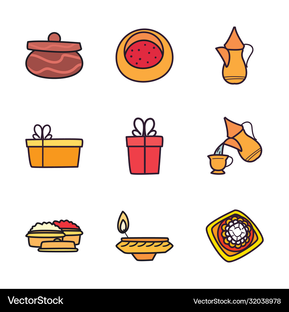 Raksha bandhan fill style icon set design Vector Image