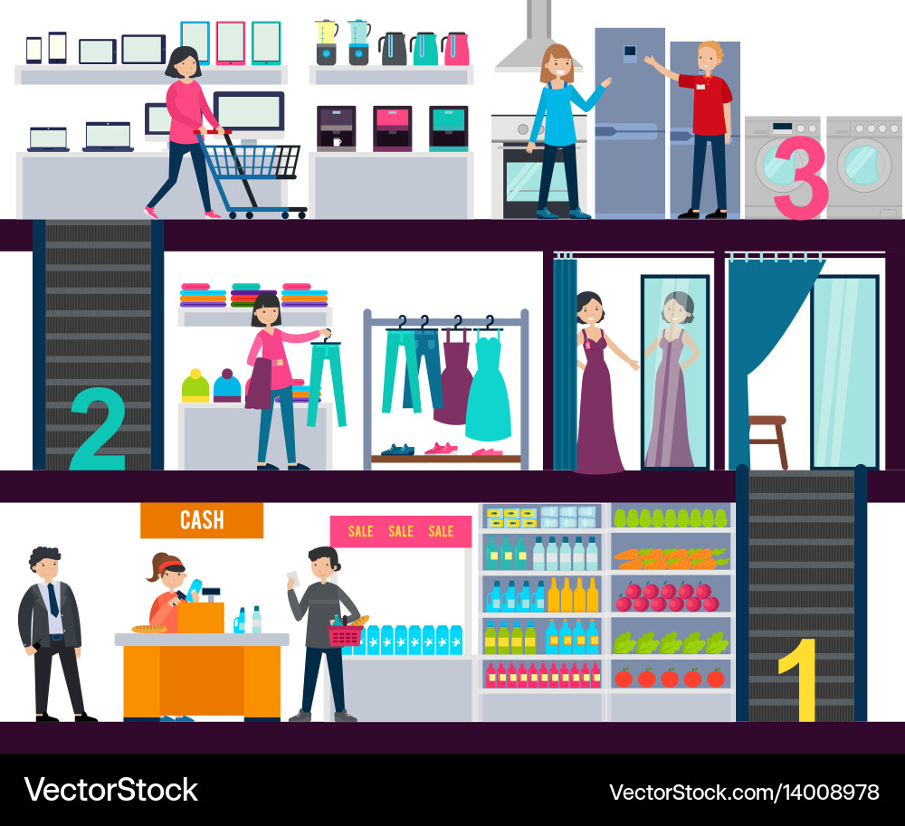 Shopping center infographic template Royalty Free Vector