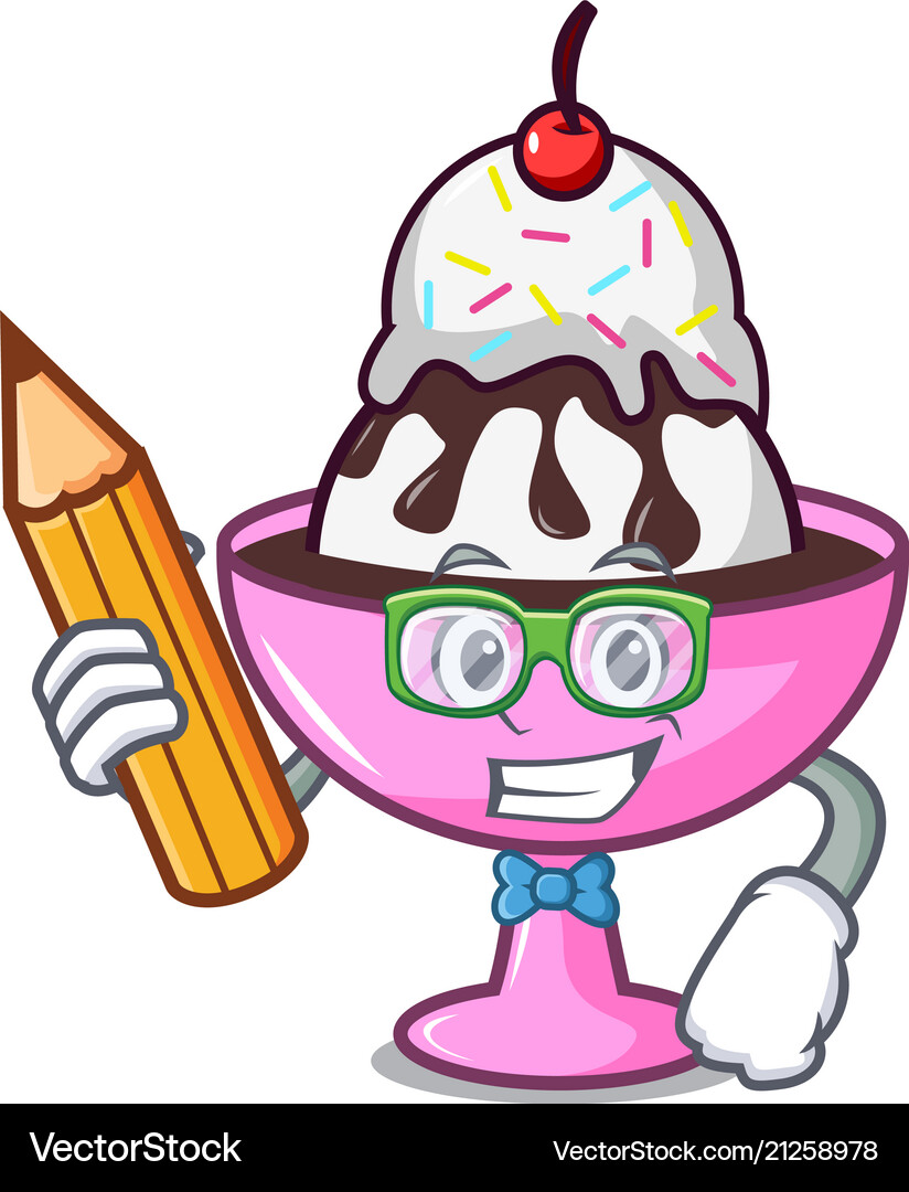 Student ice cream sundae character cartoon Vector Image