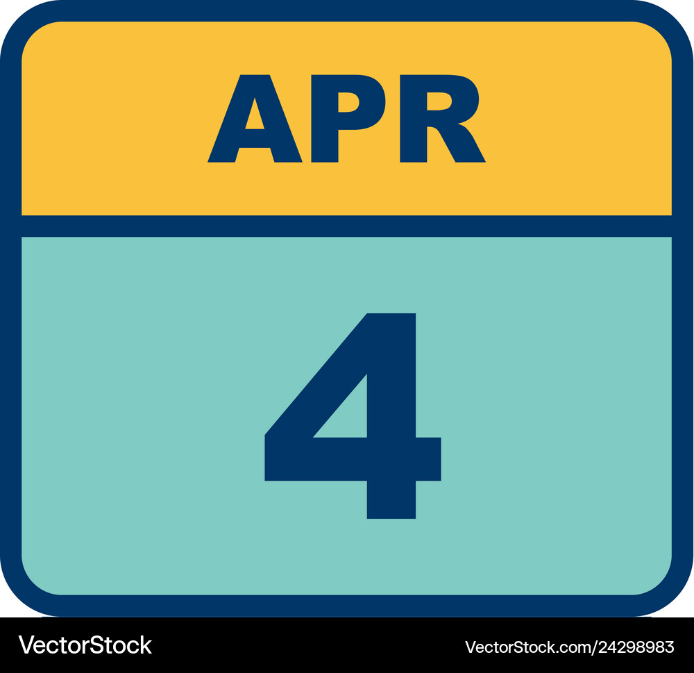 April 4th date on a single day calendar Royalty Free Vector