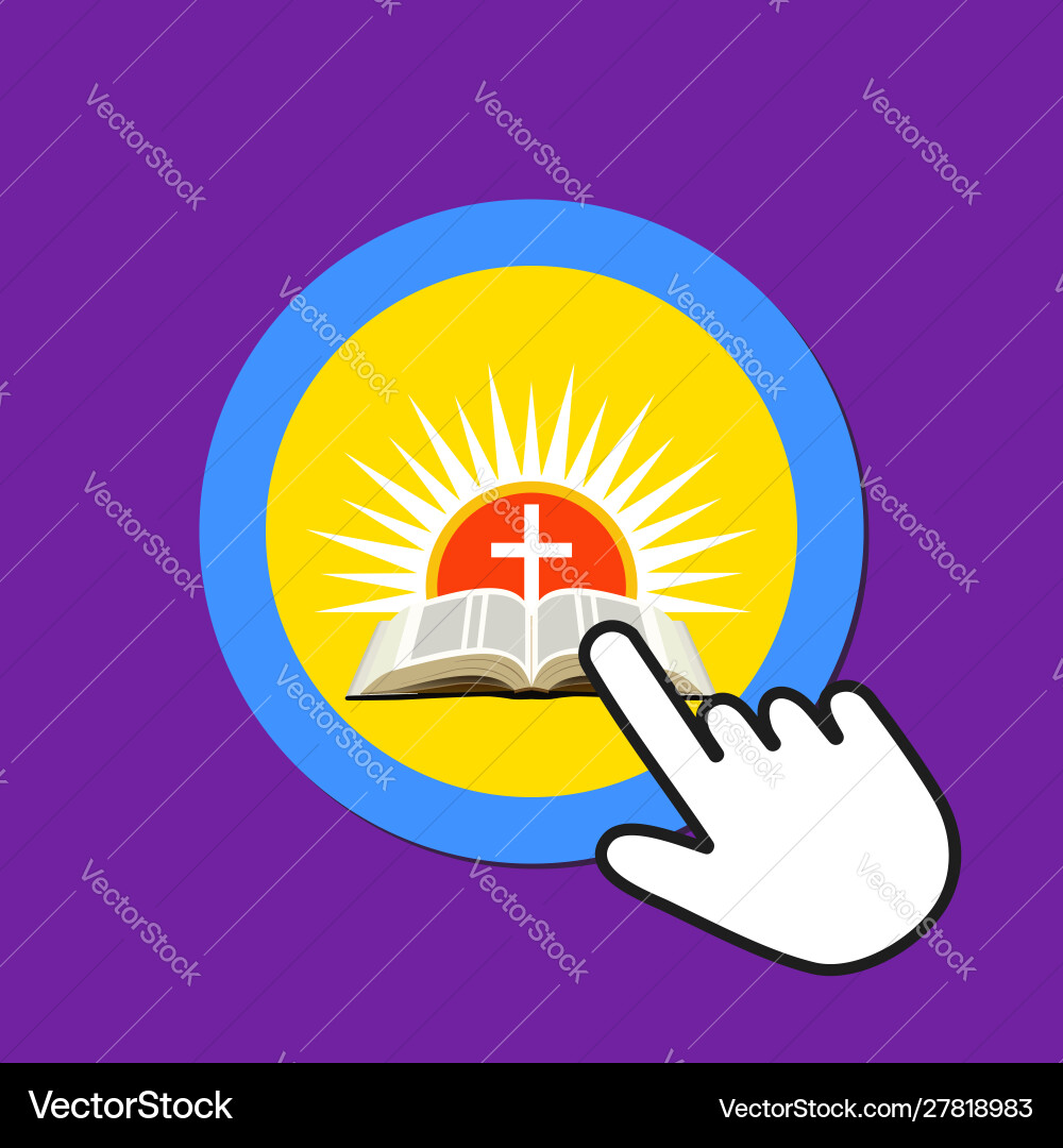 Bible with cross over sunset icon resurrection Vector Image