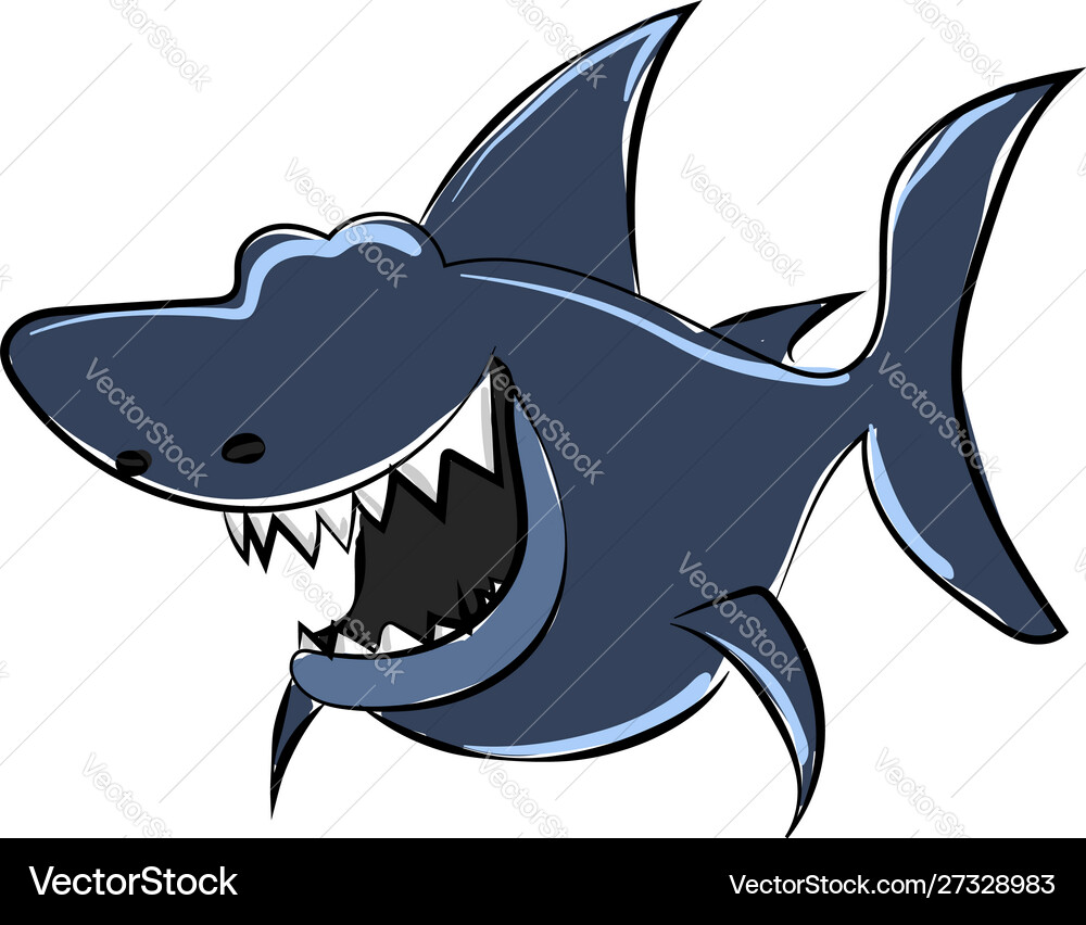 Blue shark on white background Royalty Free Vector Image