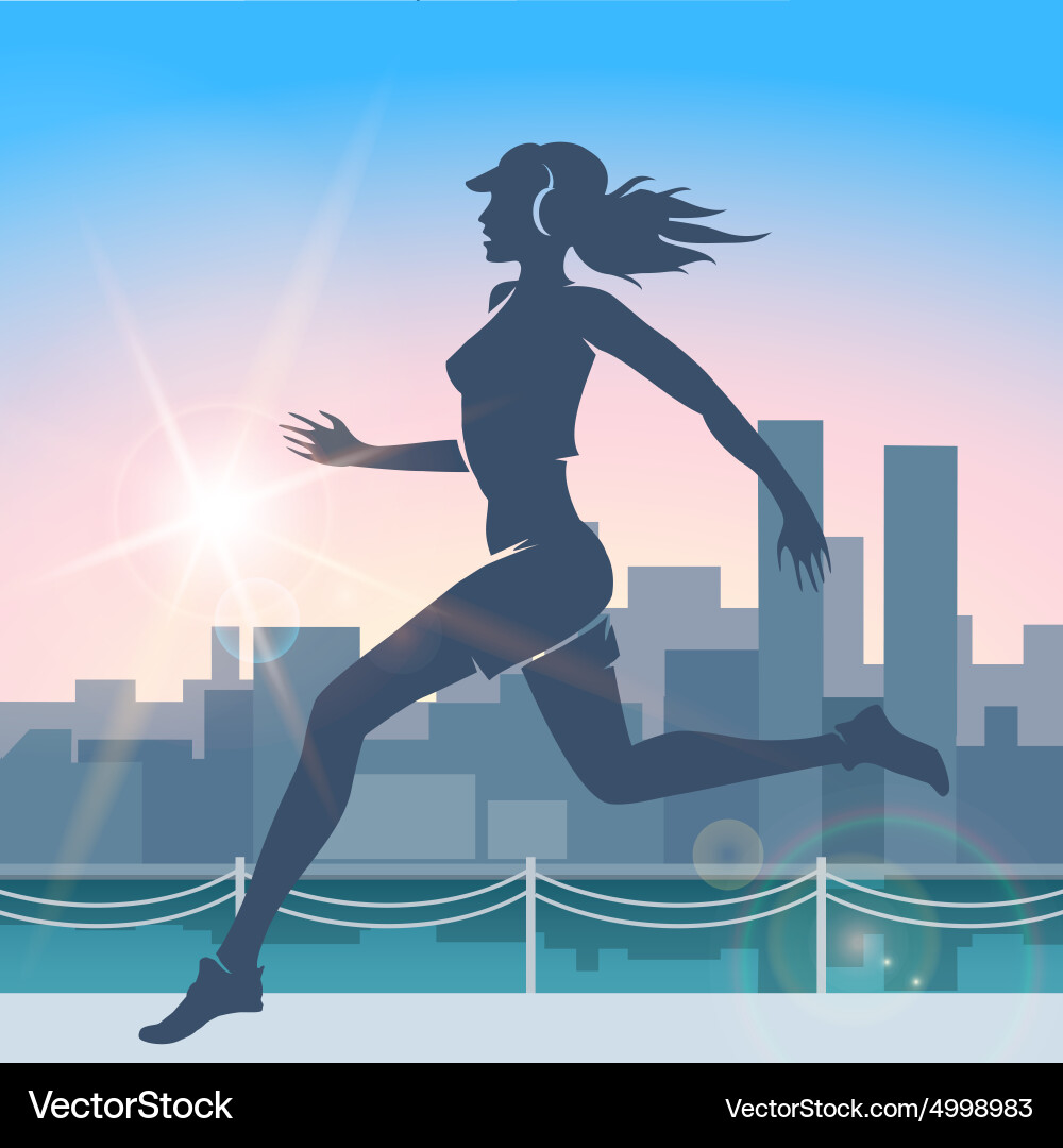Runner In The City On Sunset, Vector Poster Background