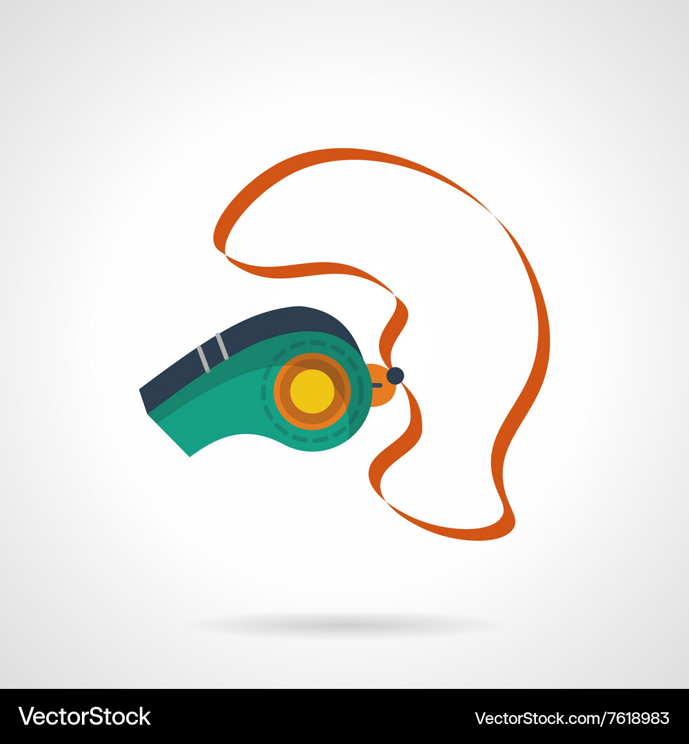 Colorful sport whistle flat icon Royalty Free Vector Image
