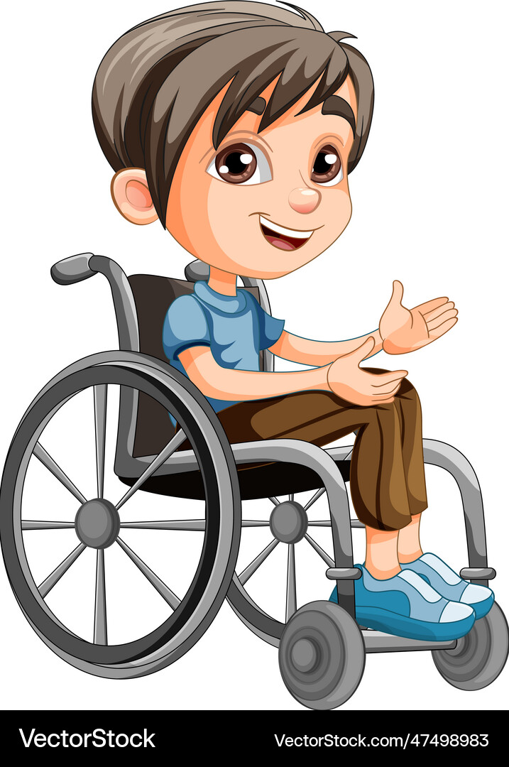 Disable man cartoon sitting on wheelchair Vector Image