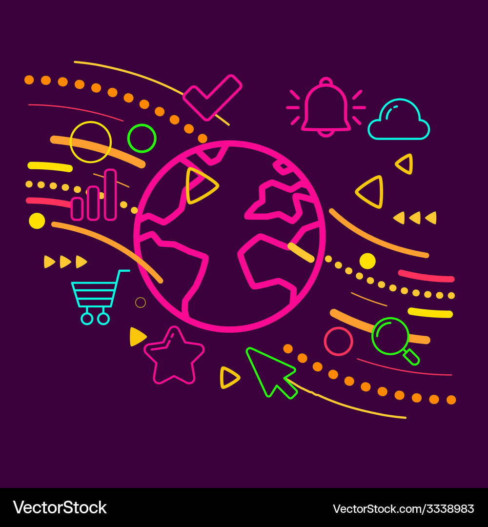 Earth on abstract colorful geometric dark Vector Image