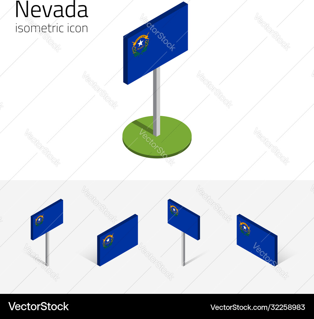 Flag nevada usa 3d isometric flat icons Royalty Free Vector