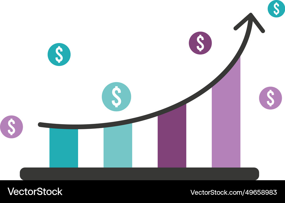 Growing business graph finance icon Royalty Free Vector