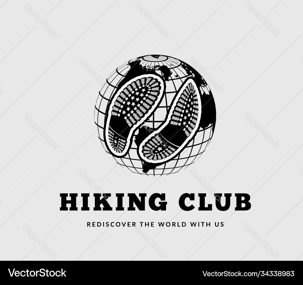 Hiking club with footprints Royalty Free Vector Image