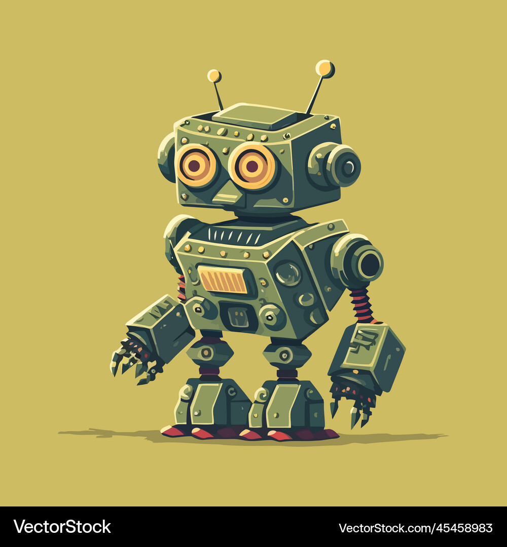 Little funny robot machine character logo mascot Vector Image