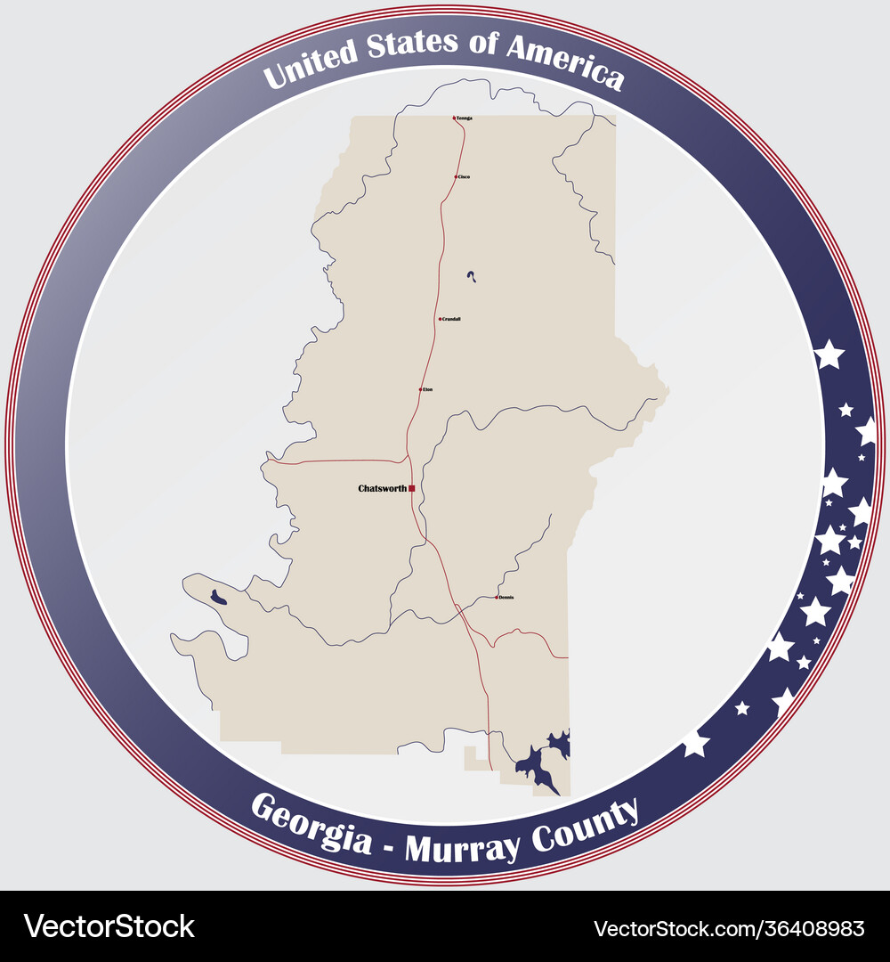 Map murray county in georgia Royalty Free Vector Image