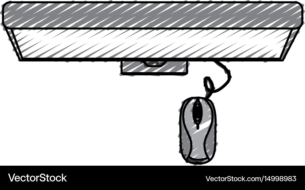 Monitor computer with mouse isolated icon Vector Image