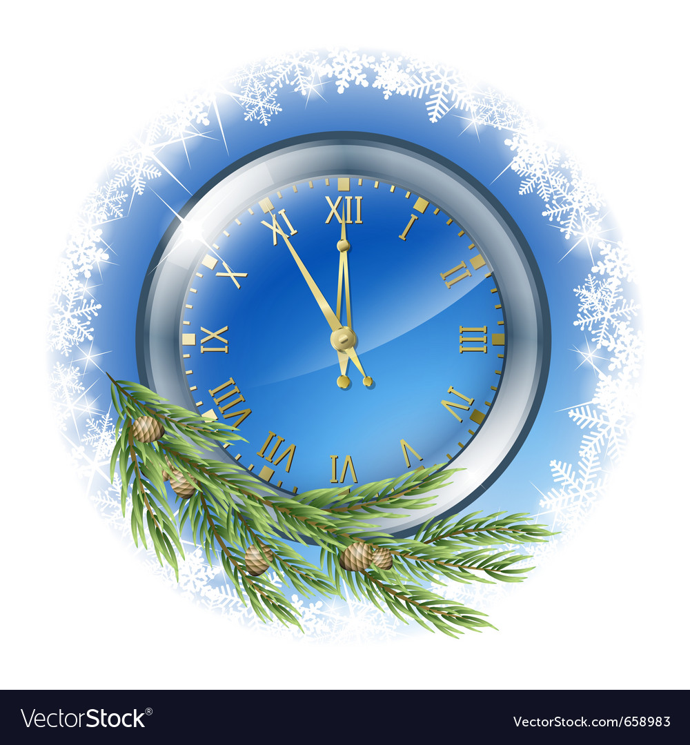 New year clock Royalty Free Vector Image - VectorStock
