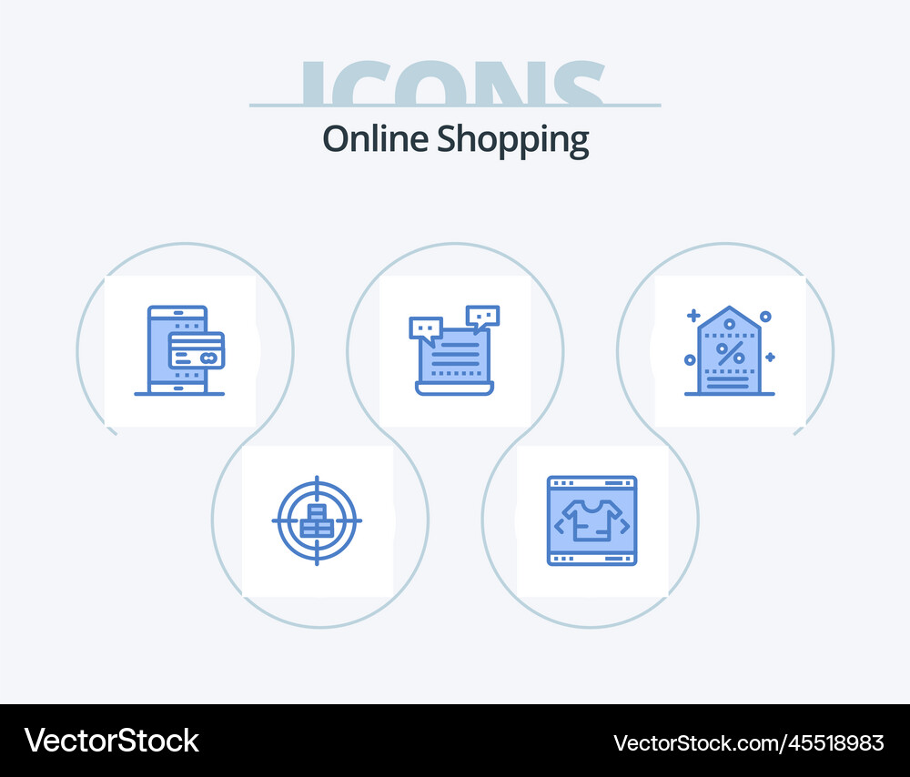 Online shopping blue icon pack 5 icon design Vector Image