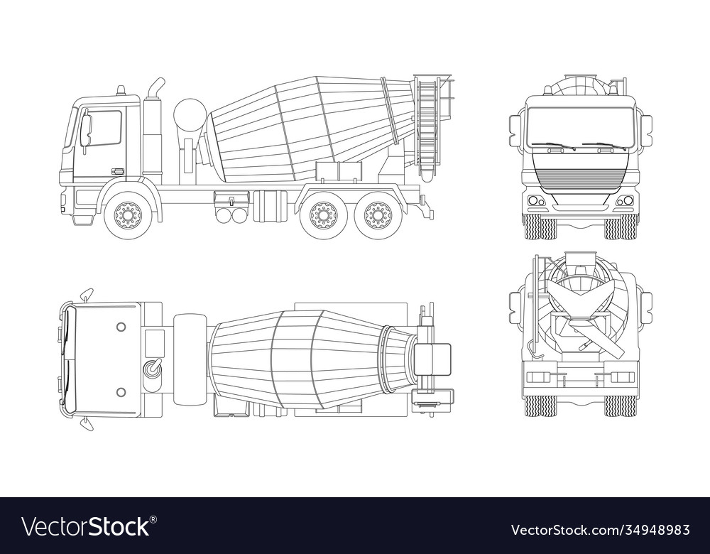 Outline concrete mixer truck Royalty Free Vector Image Outline concrete mixer truck Royalty Free Vector Image