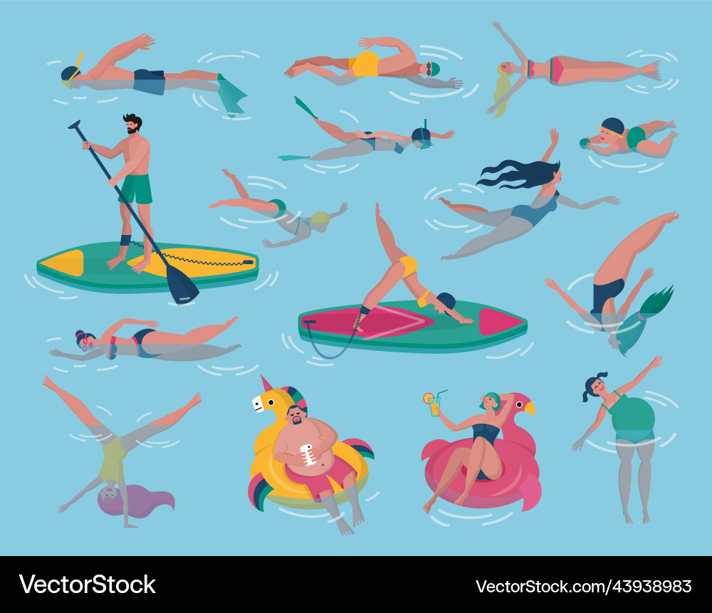 People swim in pool exercise water persons Vector Image