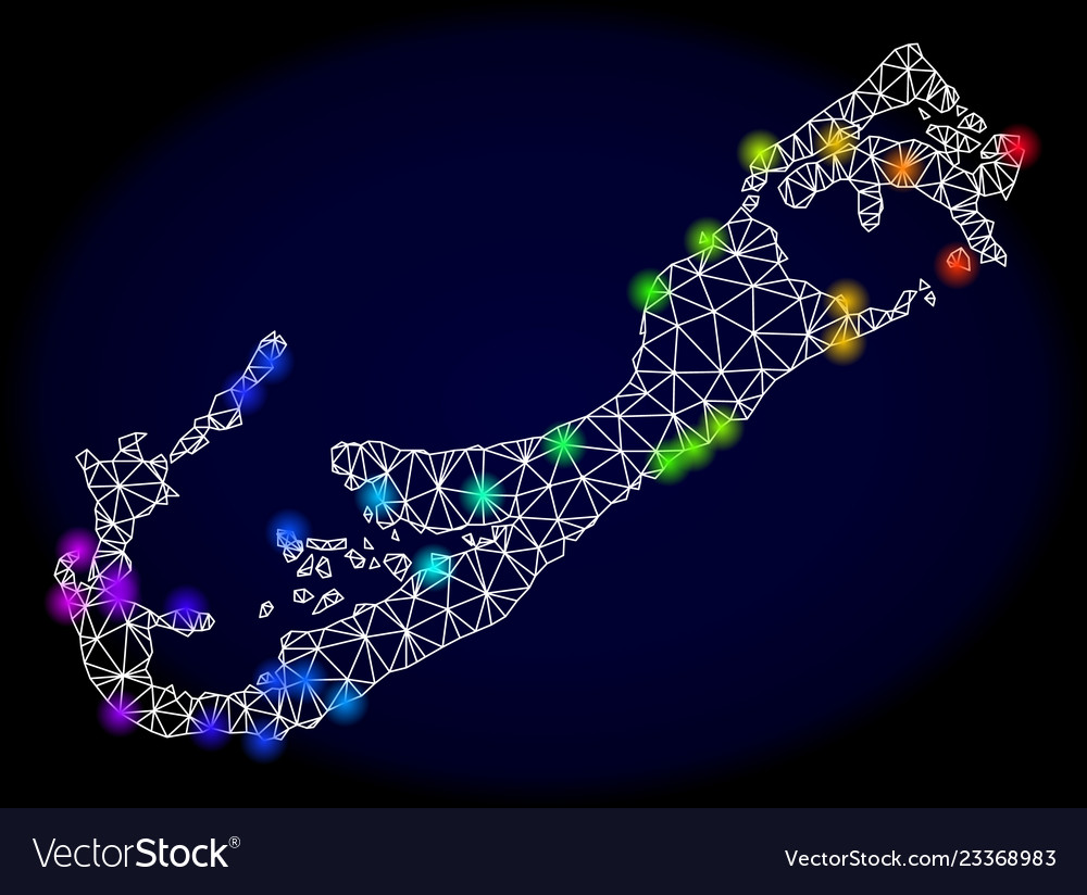 Polygonal network mesh map bermuda islands Vector Image