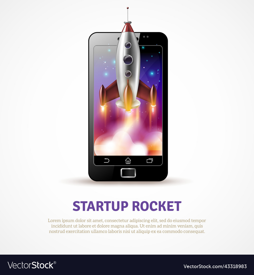 Rocket startup poster Royalty Free Vector Image