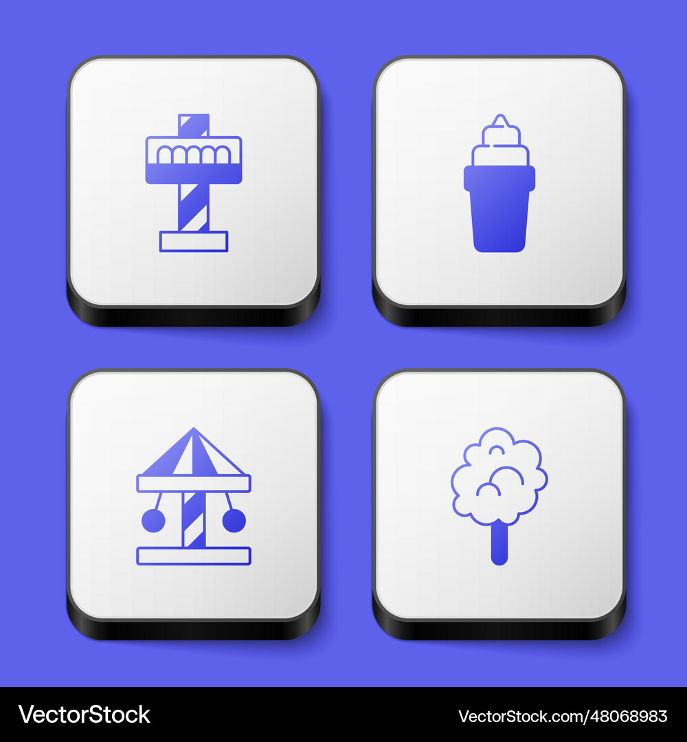Set attraction carousel ice cream in waffle and Vector Image