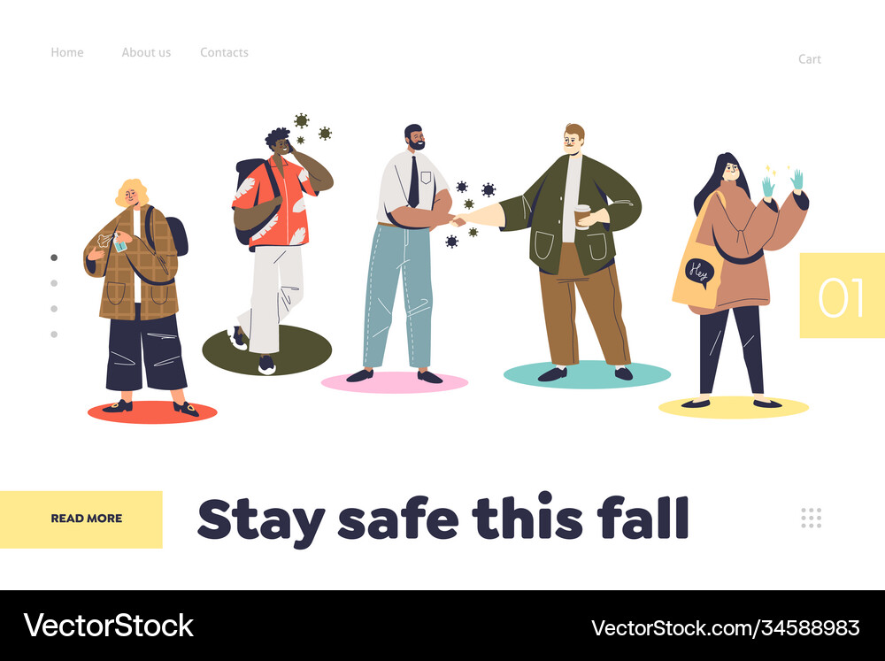Stay safe while covid19 epidemic concept landing Vector Image