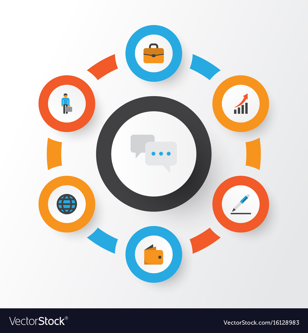 Trade flat icons set collection of chatting Vector Image Trade flat icons set collection of chatting Vector Image