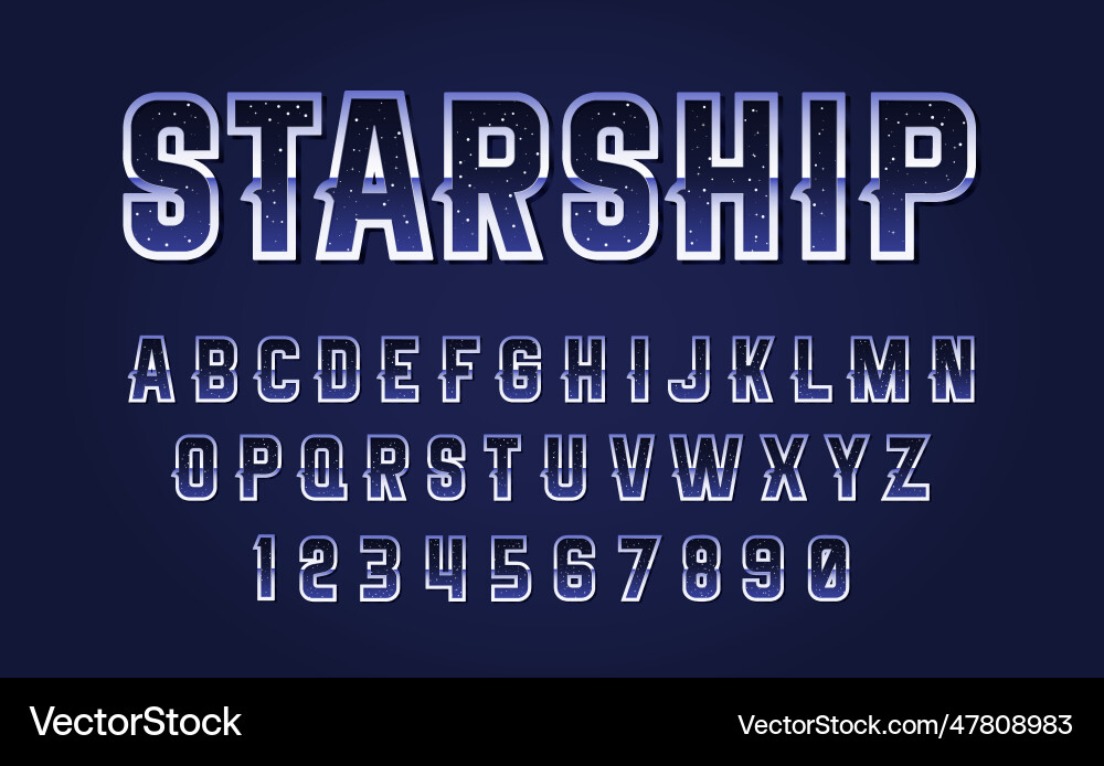 Universe 80s retro sci-fi font alphabet Royalty Free Vector