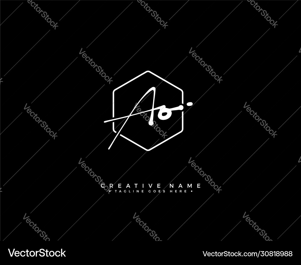 A o ao initial logo signature handwriting Vector Image