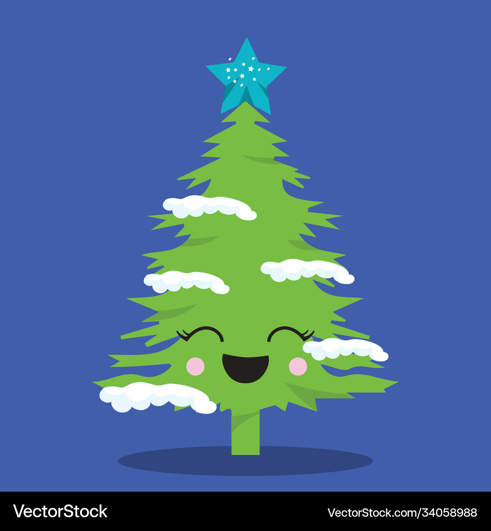 Christmas tree smile happy 03 Royalty Free Vector Image