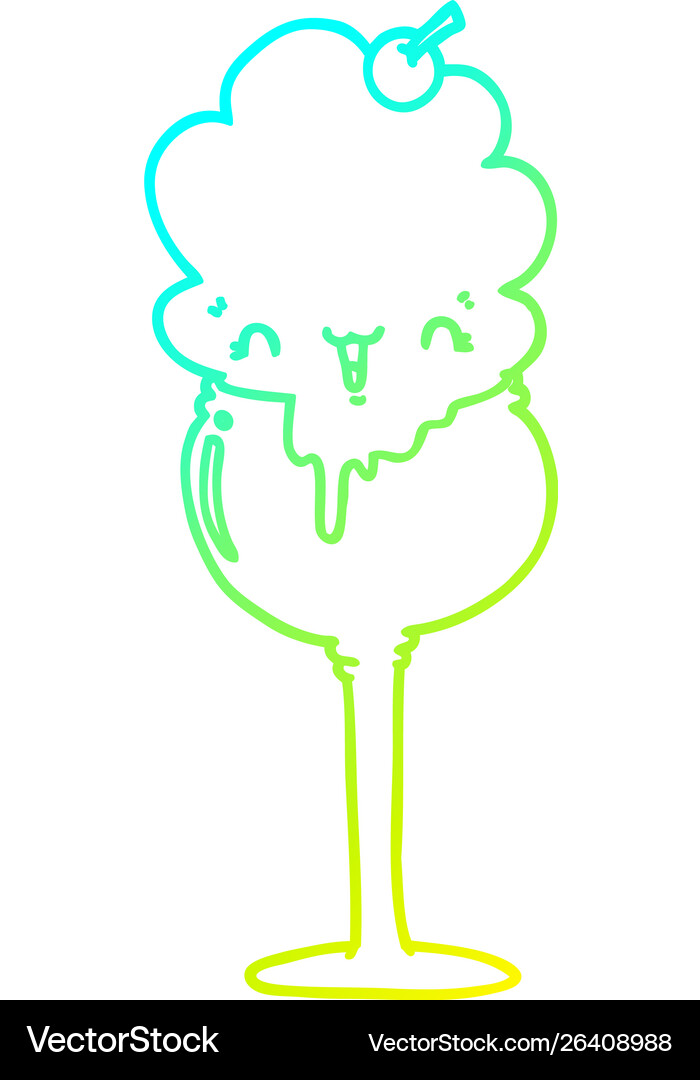 Cold gradient line drawing cute cartoon ice cream Vector Image